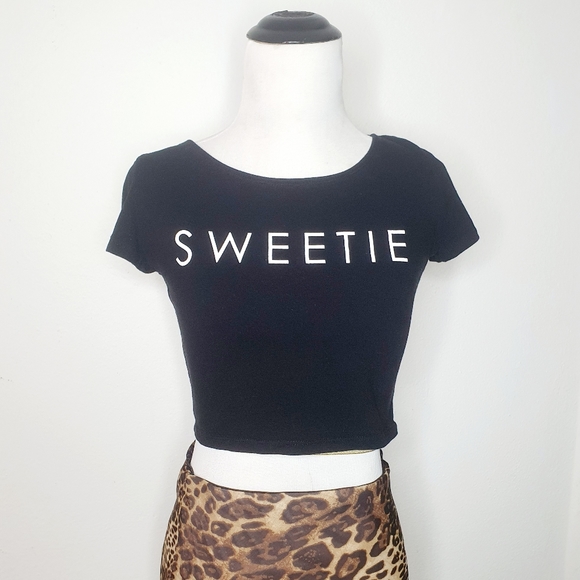 Pink Lemon | Tops | Sweetie Graphic Letter Crop Tee | Poshmark